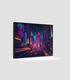 Futuristic Cyberpunk City Canvas Art – Inx Art Collective
